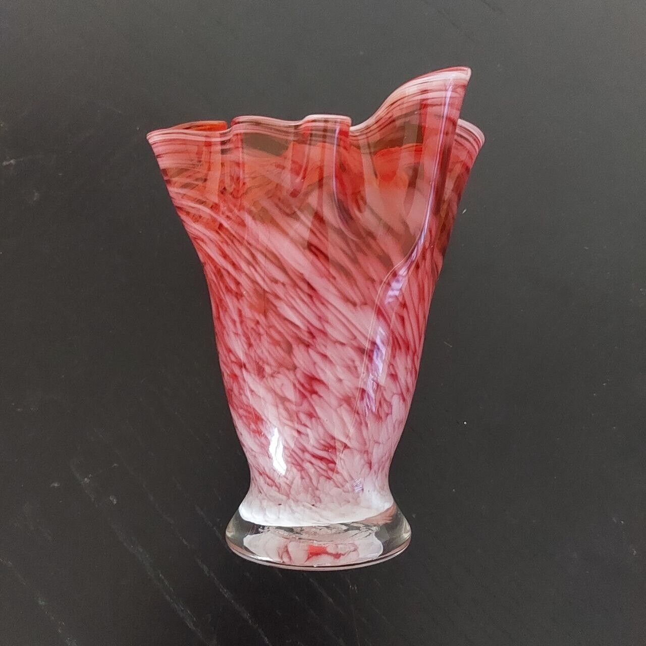 Vintage Lefton Art Glass Vase Red & White Swirl Handkerchief Style - Etsy