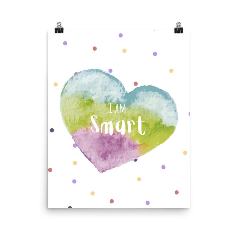 I Am Smart Positive Affirmations Poster, Kids Affirmations Wall Art ...