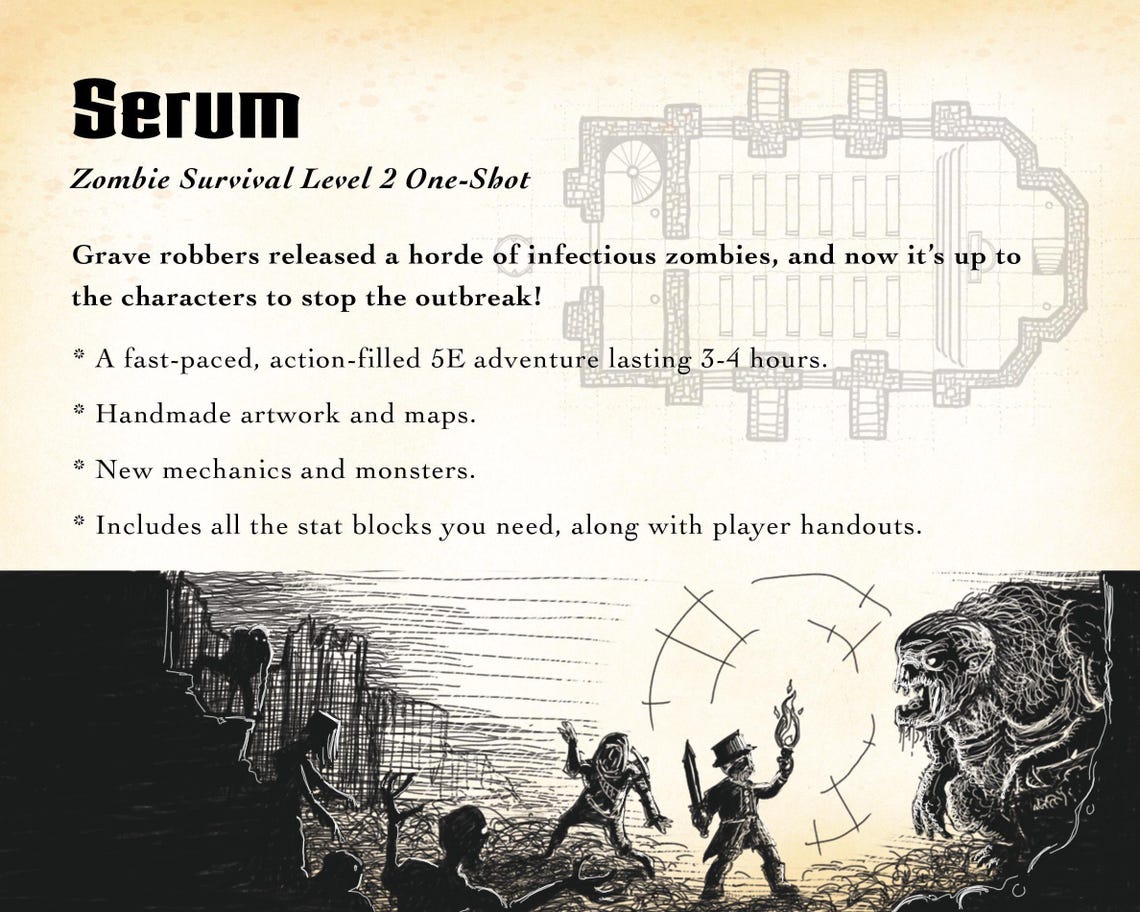 Serum Dnd 5E Zombie One-shot Adventure | RPG Zine - Etsy