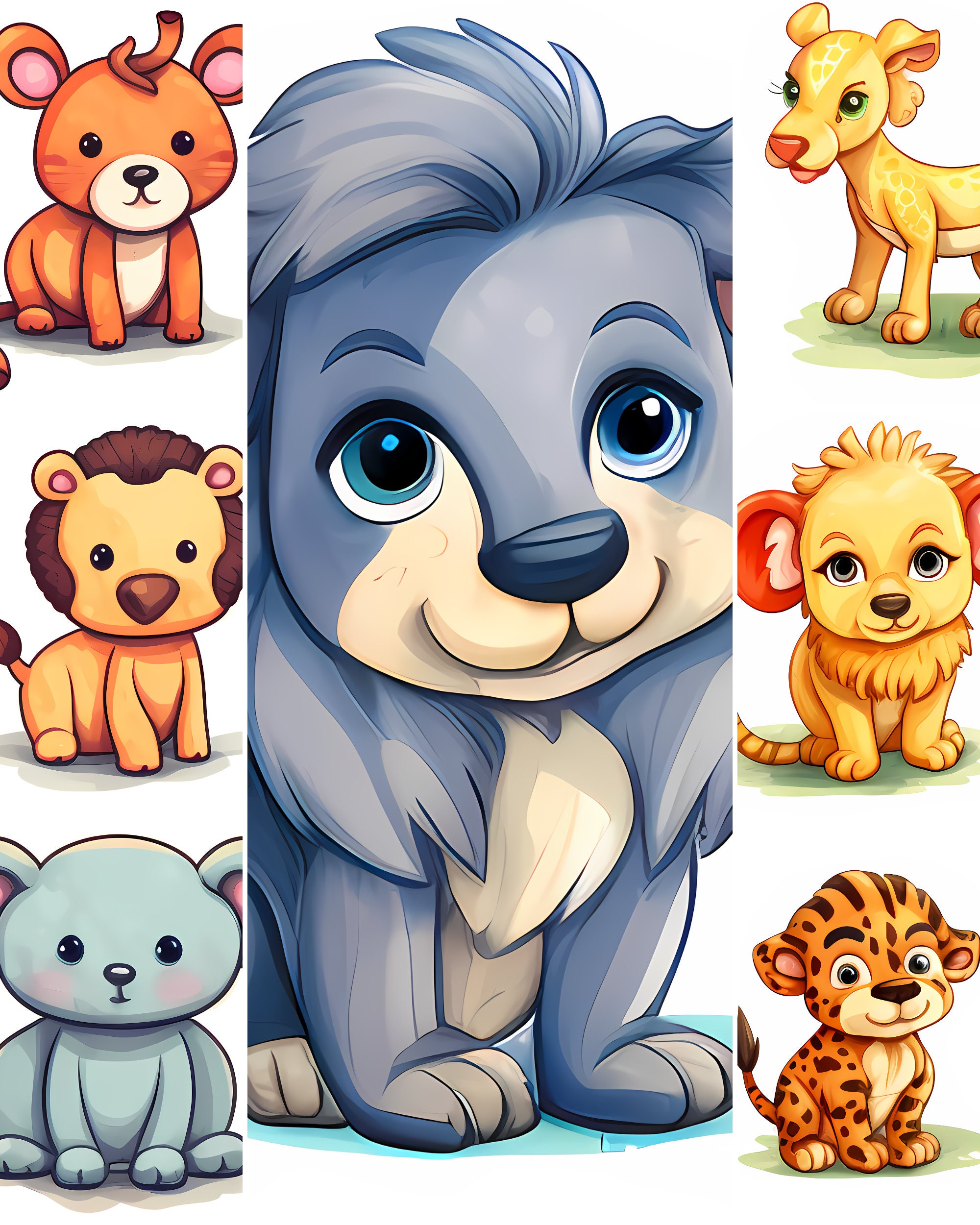 Cute Baby Animal Megapack, Clipart for Nursery Wall Art, Digital ...