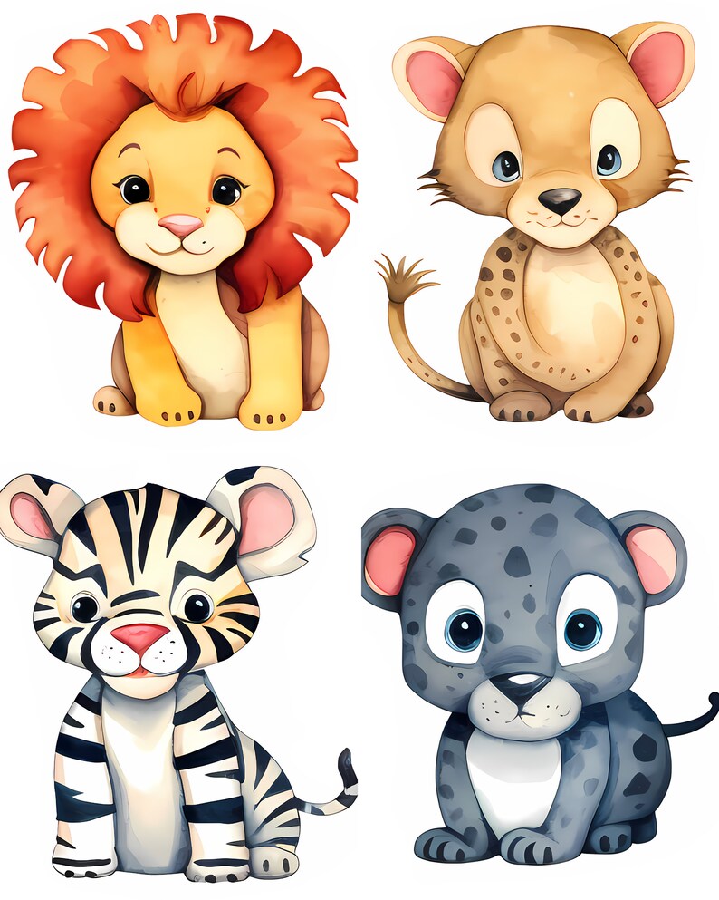 Safari Baby Animal Clipart for Nursery Wall Art Digital - Etsy