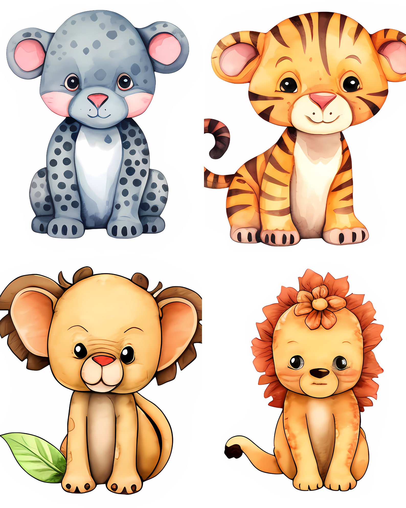 Safari Baby Animal Clipart for Nursery Wall Art Digital - Etsy