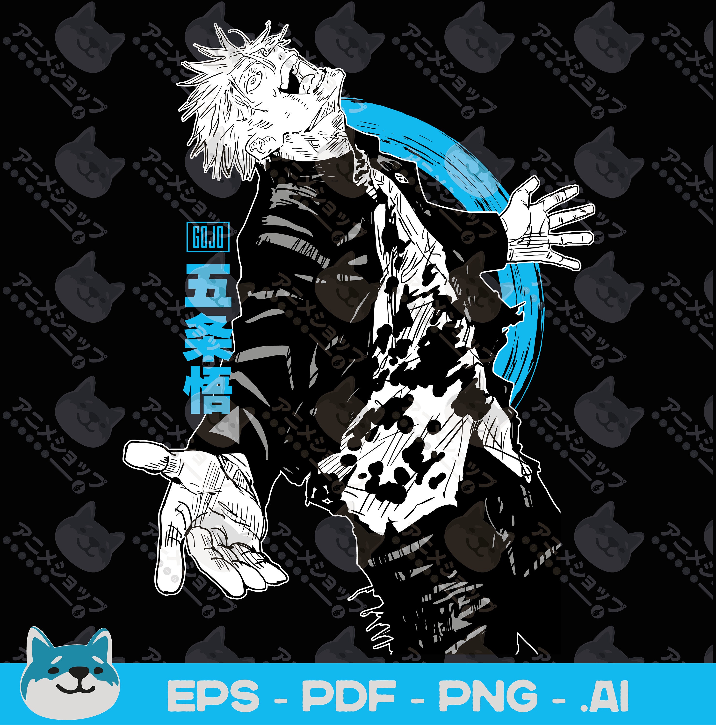 Gojo Satoru EPS PNG PDF Vector Files Anime High Quality Png - Etsy Canada
