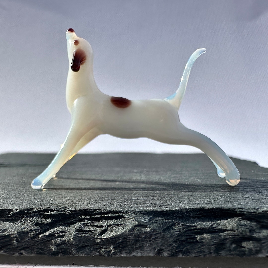 Super Tiny Vintage Greyhound Dog Miniature Glass Figurine • Miniature ...