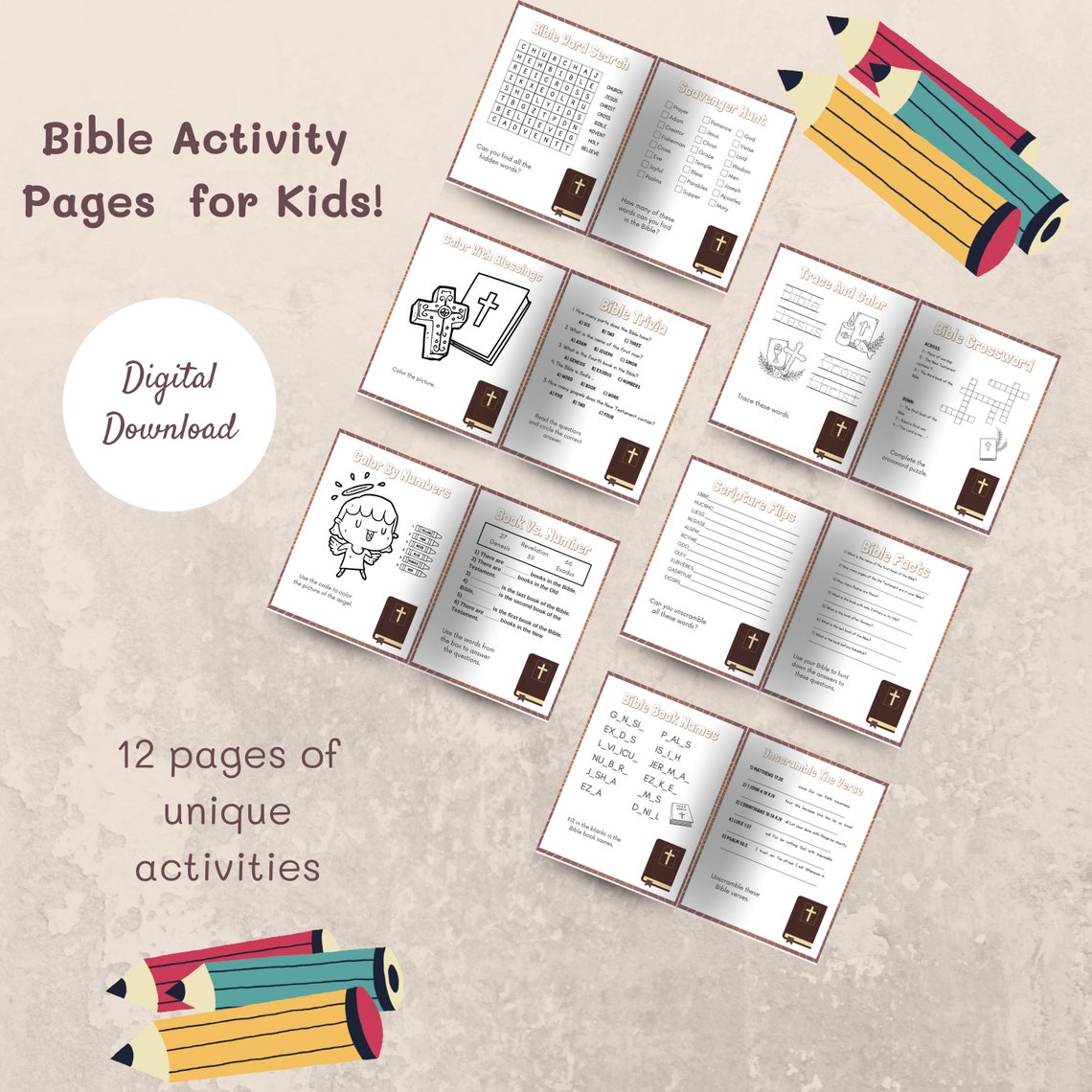 Printable Bible Activities for Kids Bible Worksheets Bundle Bible Games ...