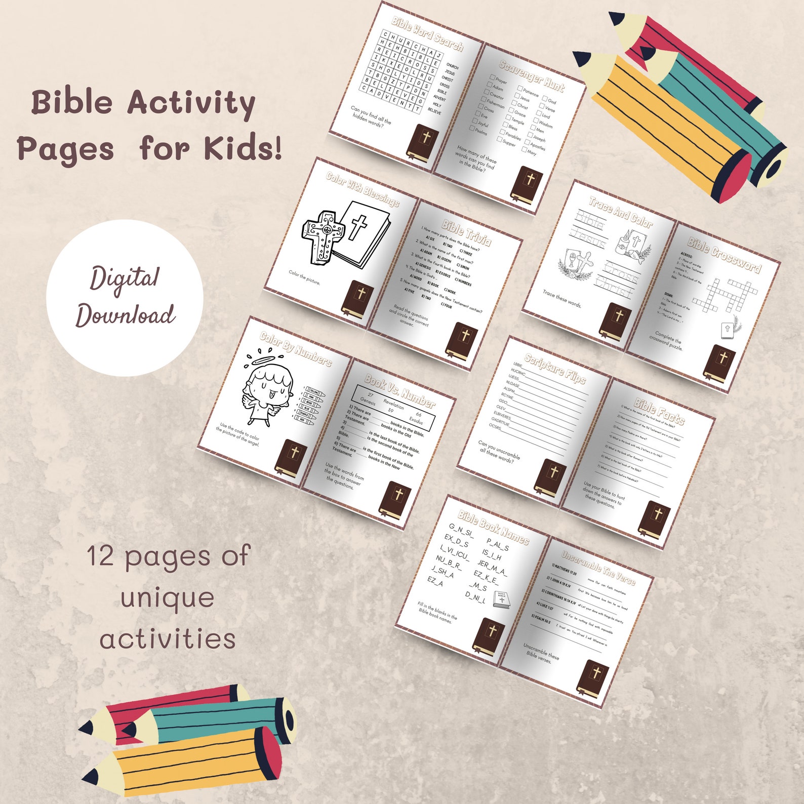 Printable Bible Activities for Kids Bible Worksheets Bundle Bible Games ...
