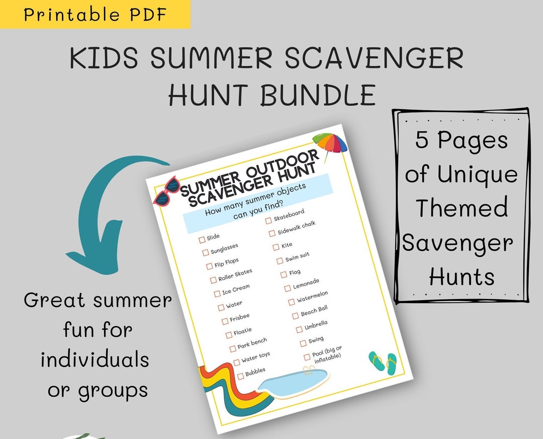 Kids Printable Scavenger Hunt Bundle 5 Downloadable PDF Indoors ...