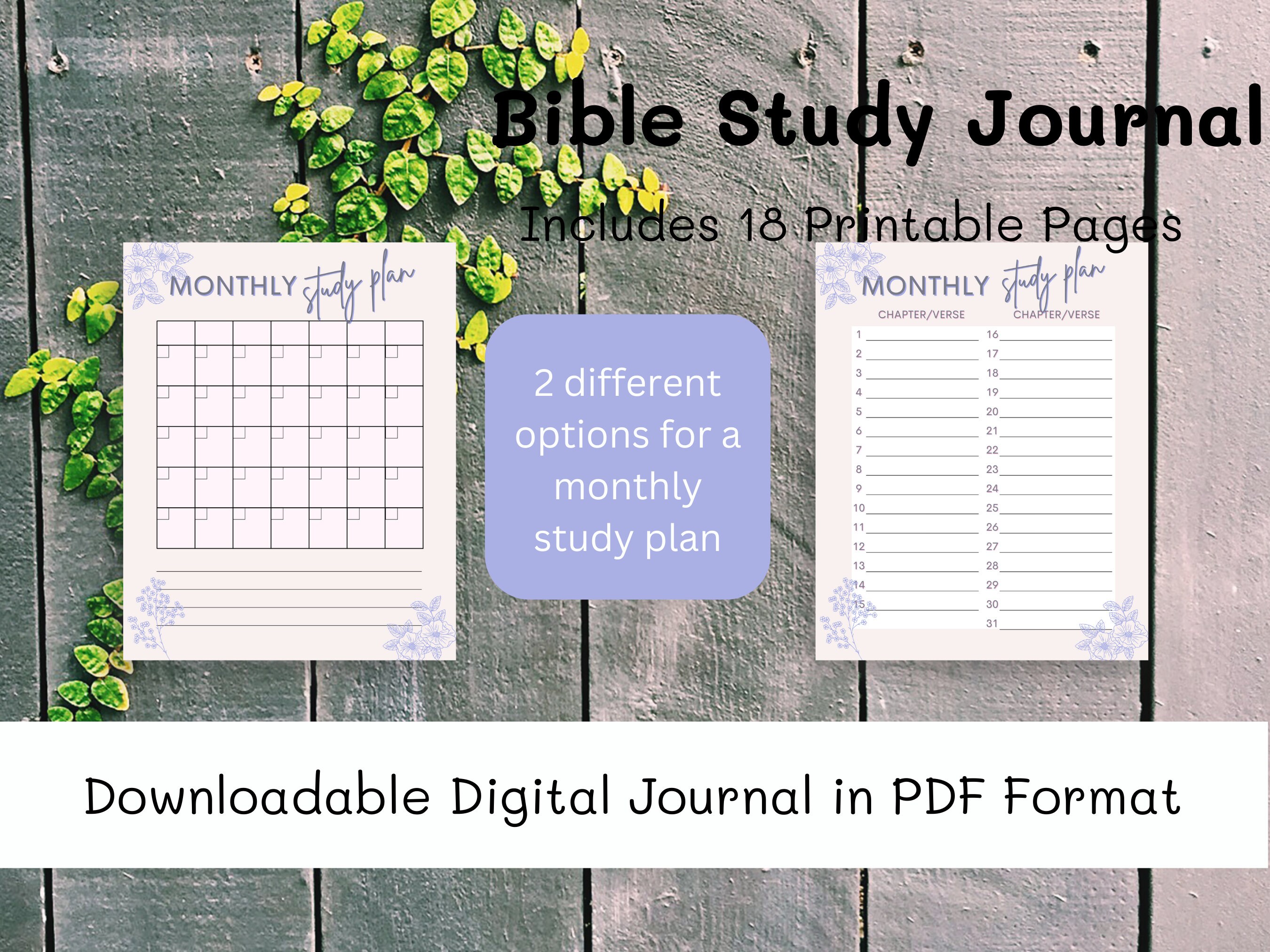 Printable Bible Study Journal Downloadable PDF Daily Prayer Logs Verse ...