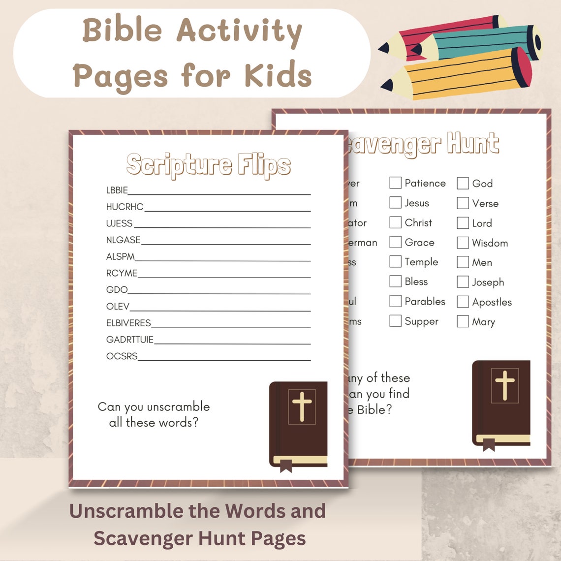 Printable Bible Activities for Kids Bible Worksheets Bundle Bible Games ...