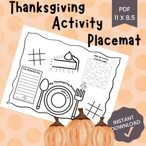 Printable Thanksgiving Activity Placemat for Kids Digital Download ...