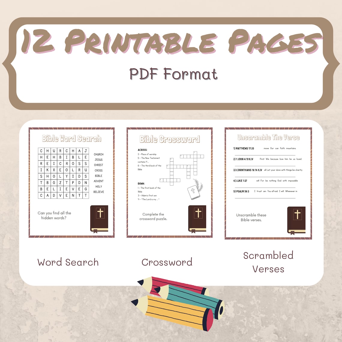 Printable Bible Activities for Kids Bible Worksheets Bundle Bible Games ...