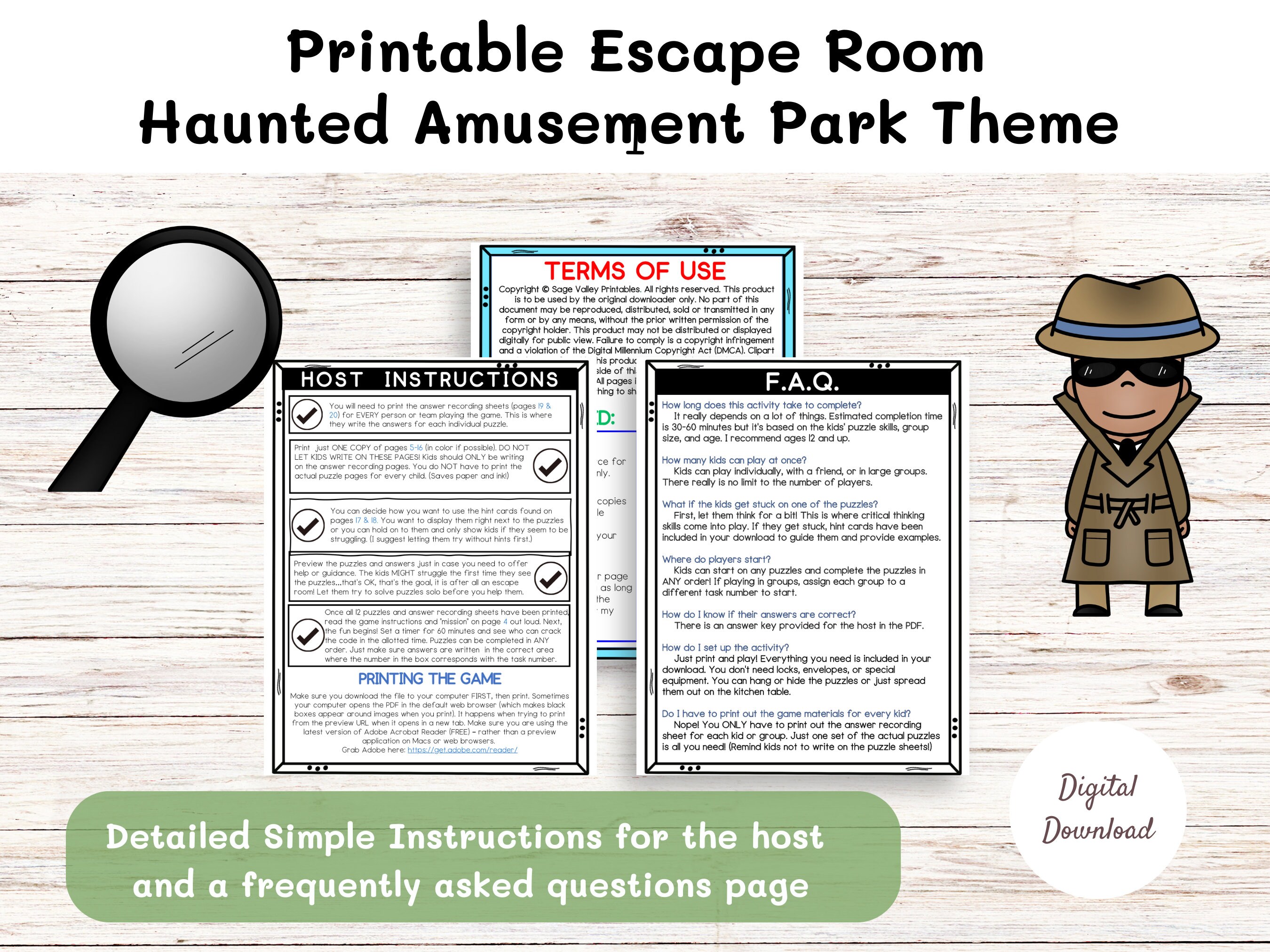 Haunted Amusement Park Escape Room: Printable DIY Party Game (PDF ...