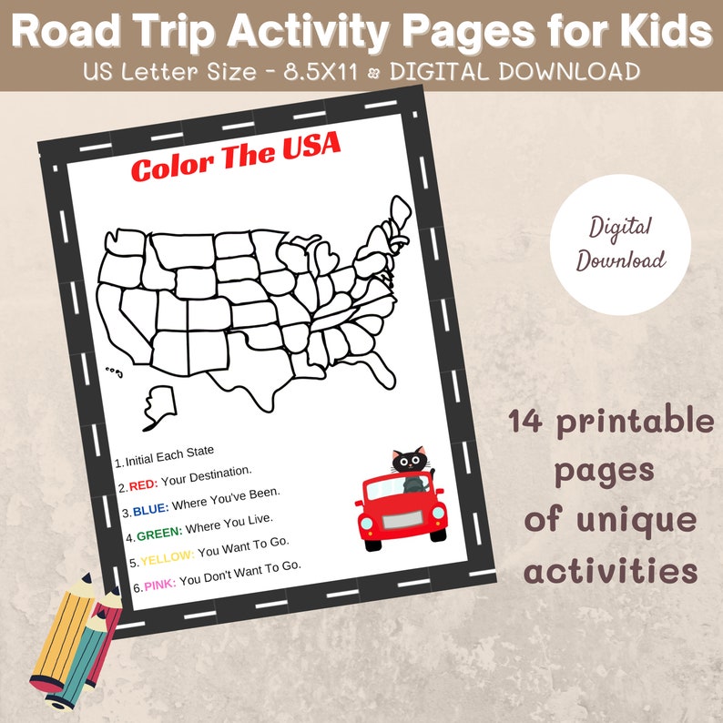 Road Trip Activity Bundle: Car Ride Games for Kids (downloadable PDF ...