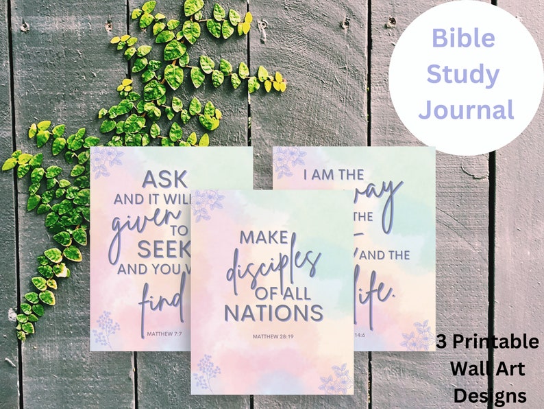 Printable Bible Study Journal Downloadable PDF Daily Prayer Logs Verse ...