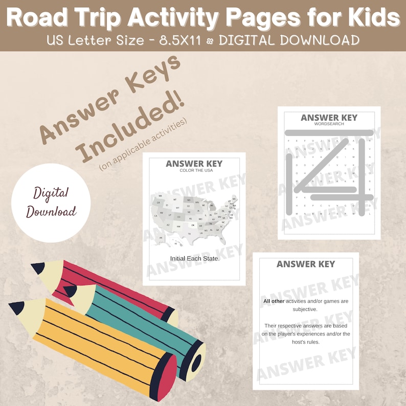 Printable Road Trip Activities for Kids Car Ride Games Travel Pages ...