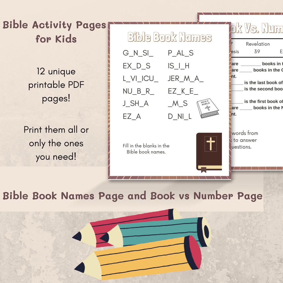 Printable Bible Activities for Kids Bible Worksheets Bundle Bible Games ...