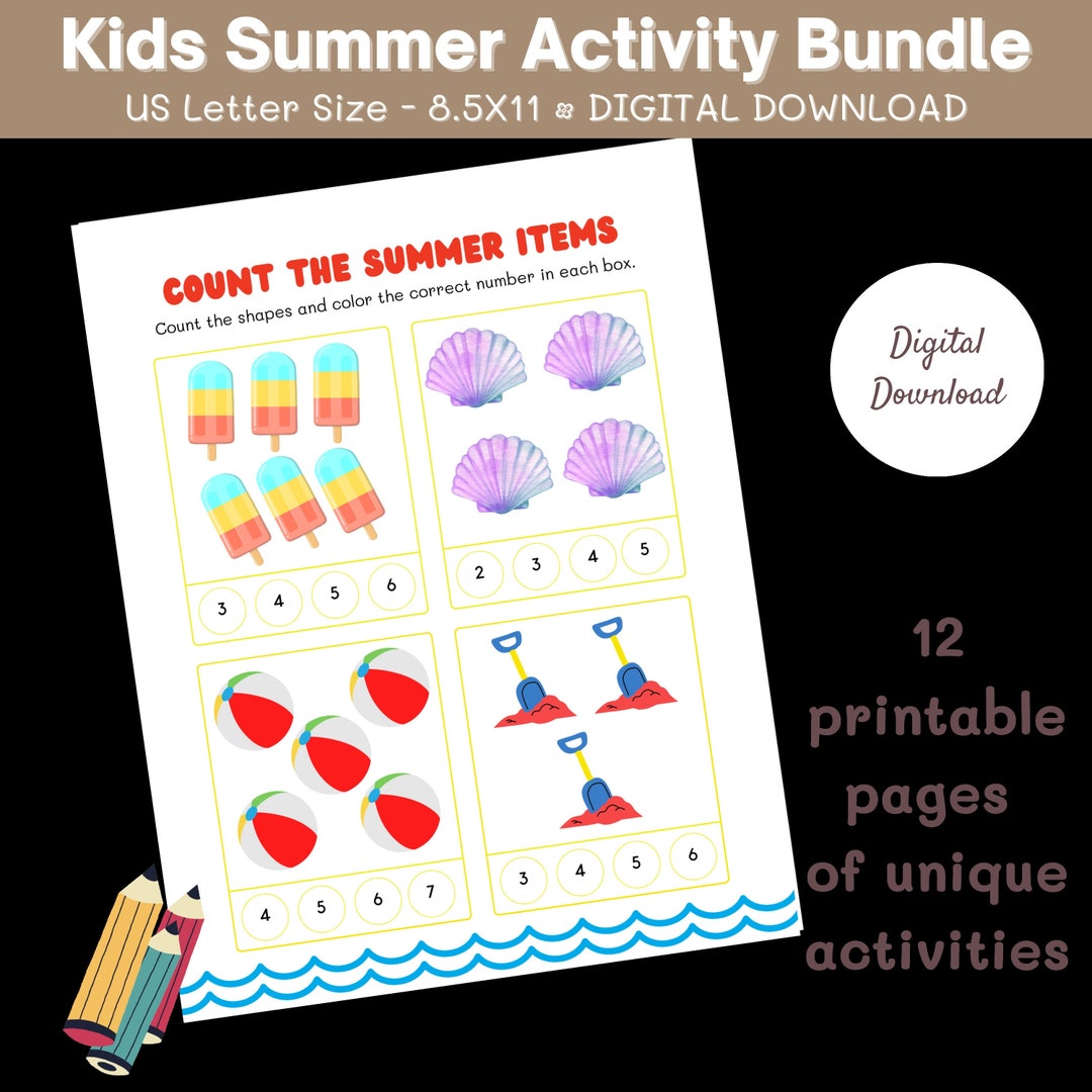 Fun Kid's Summer Printable Activity Pages Bundle 12 Pages PDF ...
