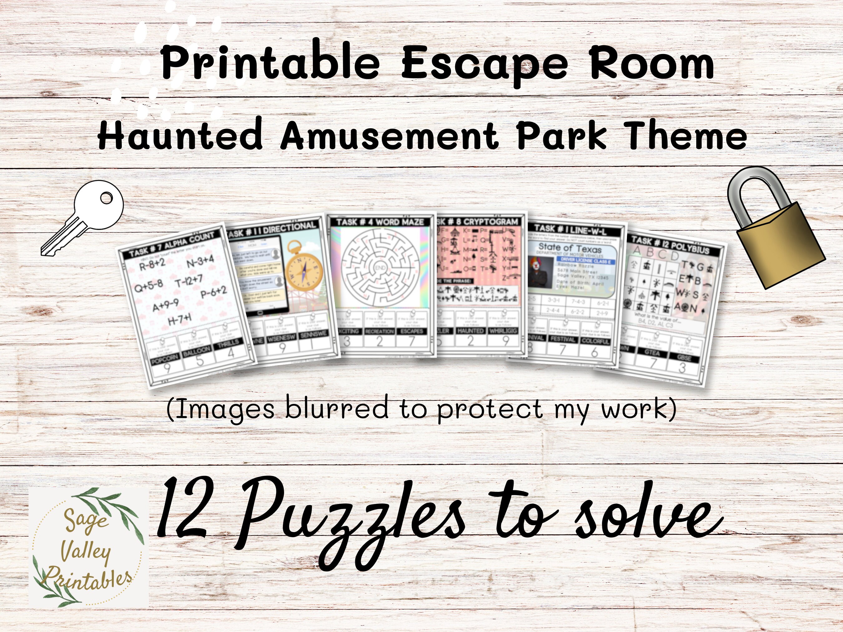 Haunted Amusement Park Escape Room: Printable DIY Party Game (PDF ...
