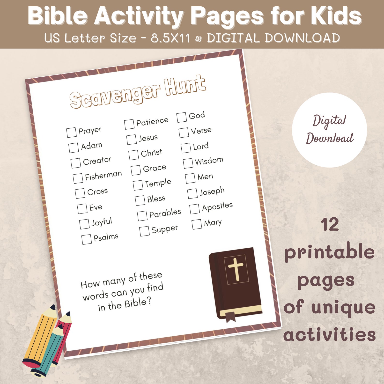 Printable Bible Activities for Kids Bible Worksheets Bundle Bible Games ...