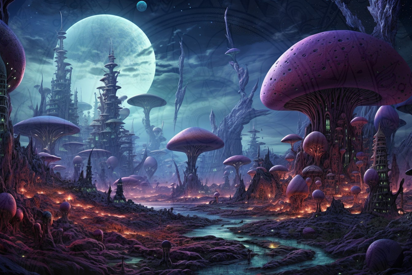 Psychedelic Ancient Alien World Wallpaper | Midjourney Art - Etsy