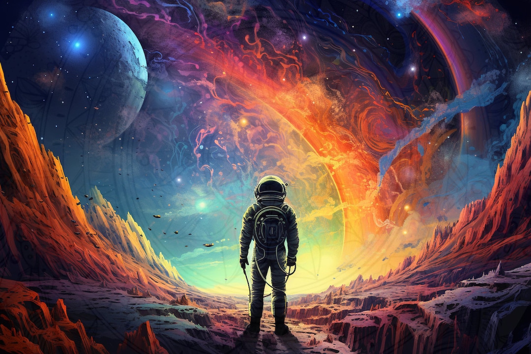 Psychedelic Astronaut Desktop Wallpaper | Psychedelic Art - Etsy