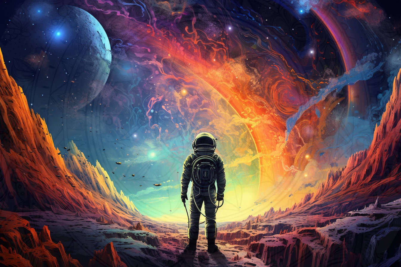 Psychedelic Astronaut Desktop Wallpaper | Psychedelic Art - Etsy