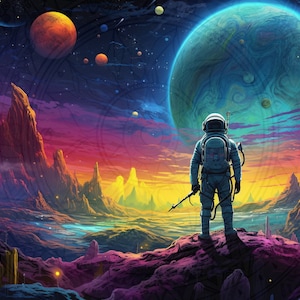 Psychedelic Astronaut Desktop Wallpaper | Psychedelic Art - Etsy