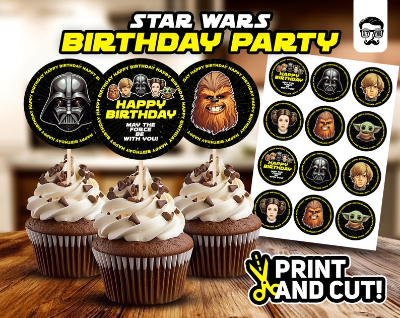 Star Wars Cupcake Toppers Printable BIRTHDAY PARTY Instant Download ...