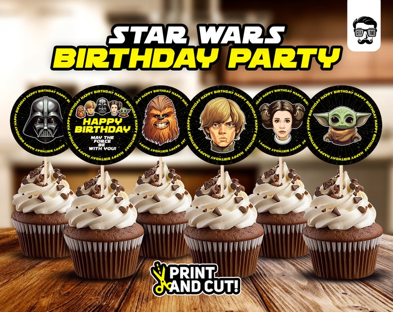 Star Wars Cupcake Toppers Printable BIRTHDAY PARTY Instant Download ...