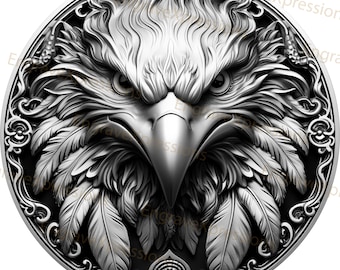 Alien COIN Laser Engrave File 3D Illusion Burn PNG Lightburn Glowforge ...