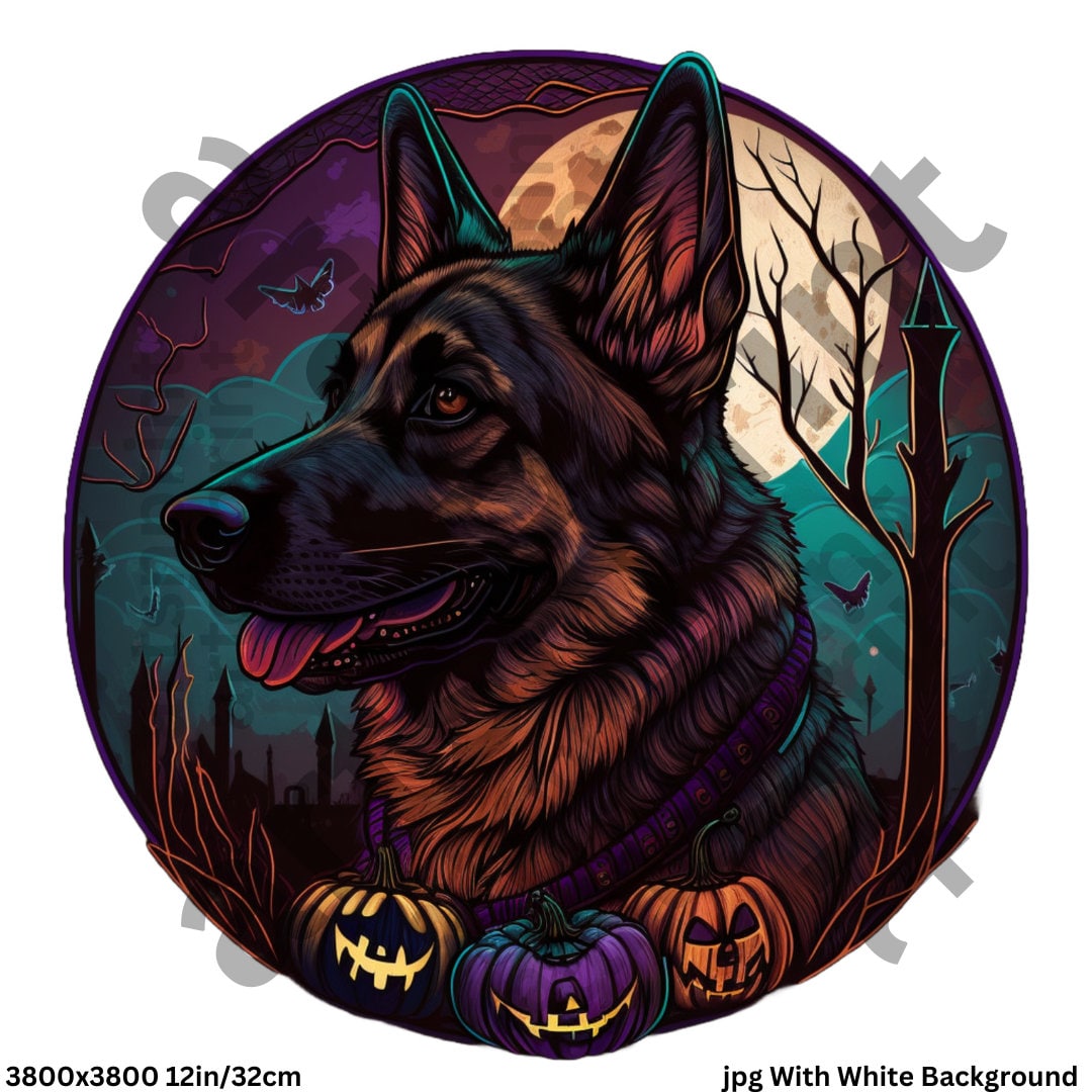 Spooky German Shepherd PNG: Halloween Tumbler/shirt Design (digital ...
