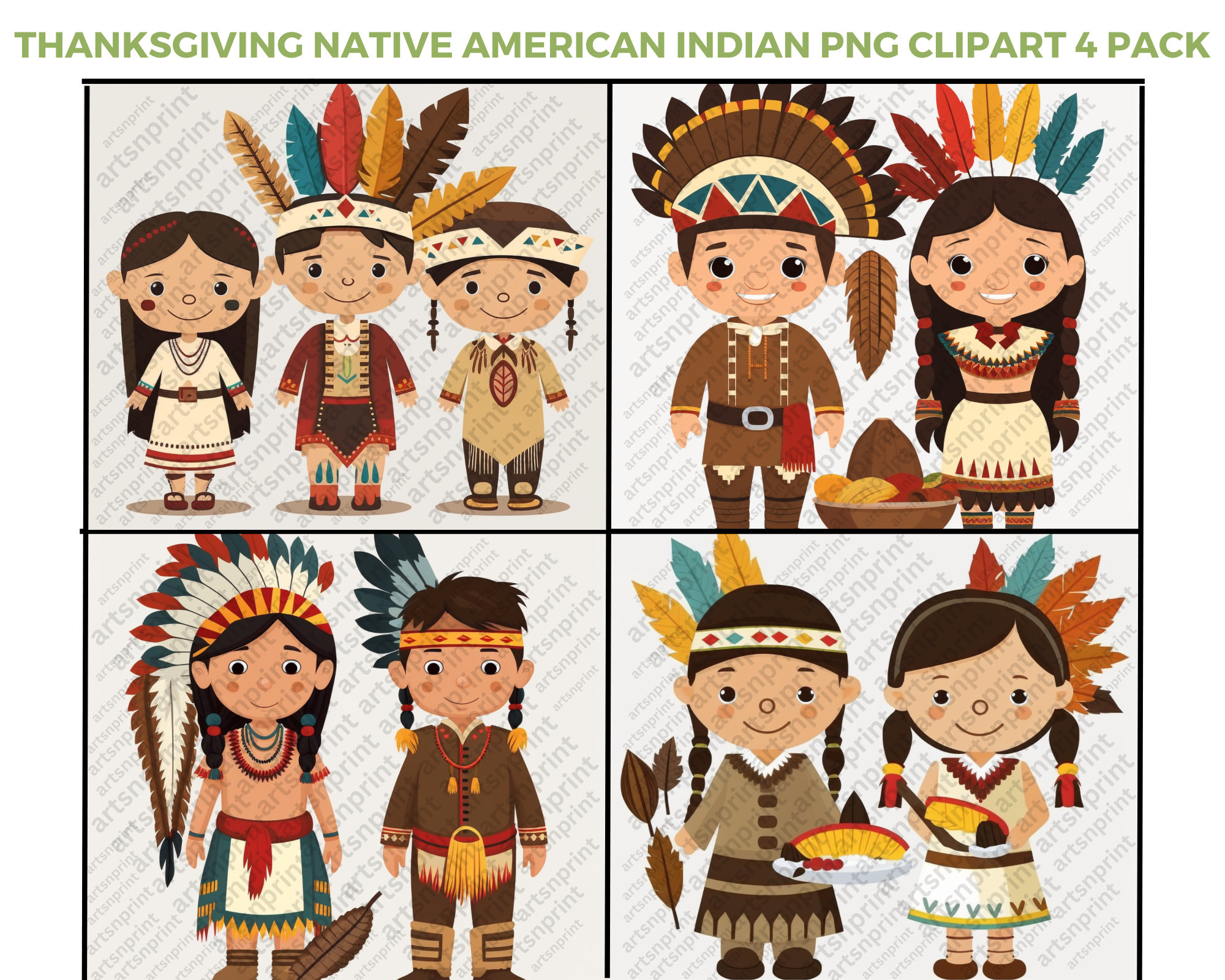 American Indian Children Clip Art