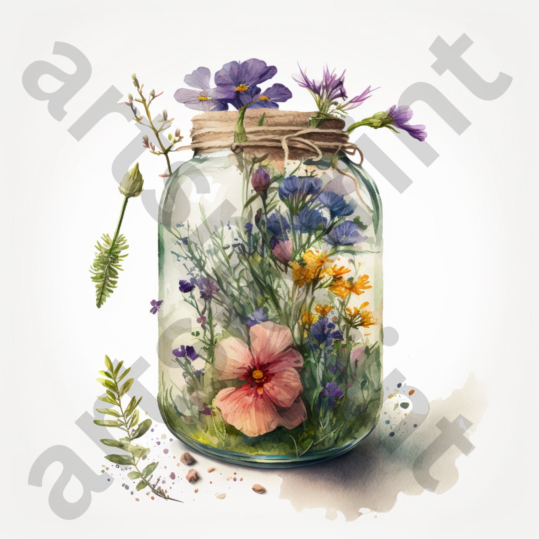 Flower Png, Watercolor Flower Clipart, 300 Dpi, Flowers in a Vase ...