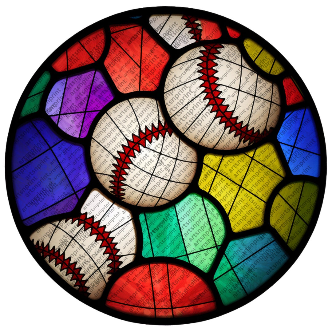Baseball Stained Glass PNG: Sublimation Design, Wind Spinner Template ...