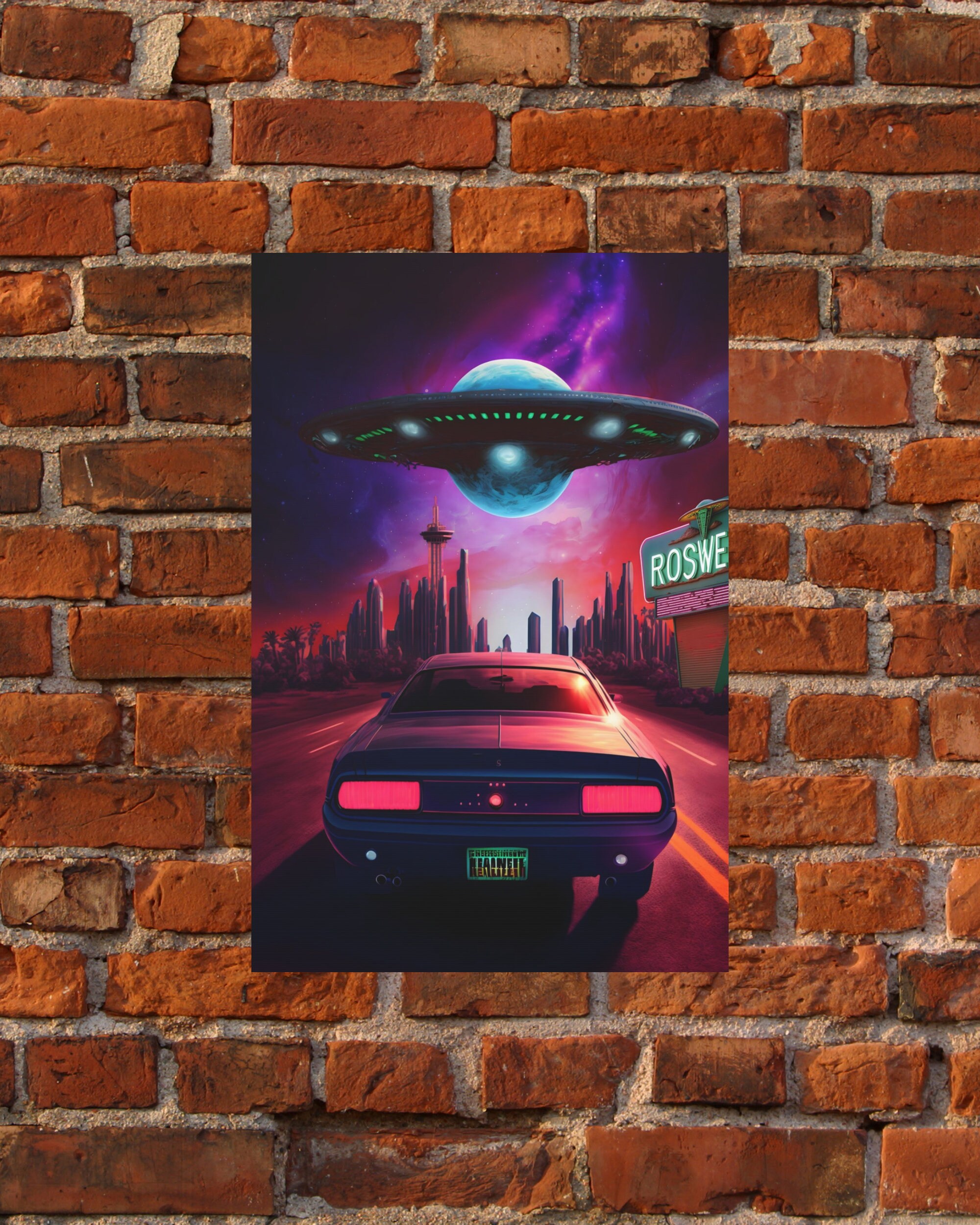 Synthwave Wall Decor Alien Wall Art UFO Wall Art Roswell New - Etsy