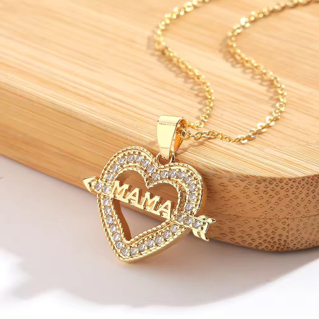 Mama Heart Necklace, Mom Necklace, Perfect Gift for Mom, Dainty Mama ...