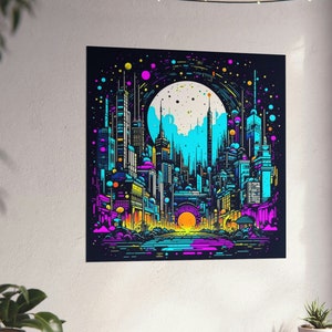 Pixel City Poster, Video Game Poser, Video Game Art, 16 Bit City Poster ...
