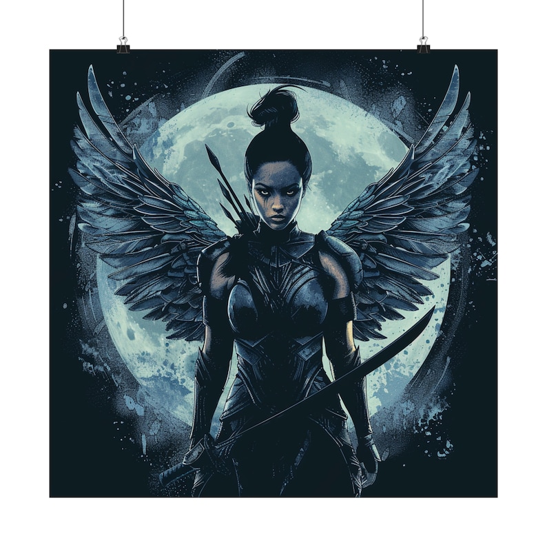 Valkyrie Poster, Warrior Angel, Beautiful Woman Warrior, Poster, Matte ...