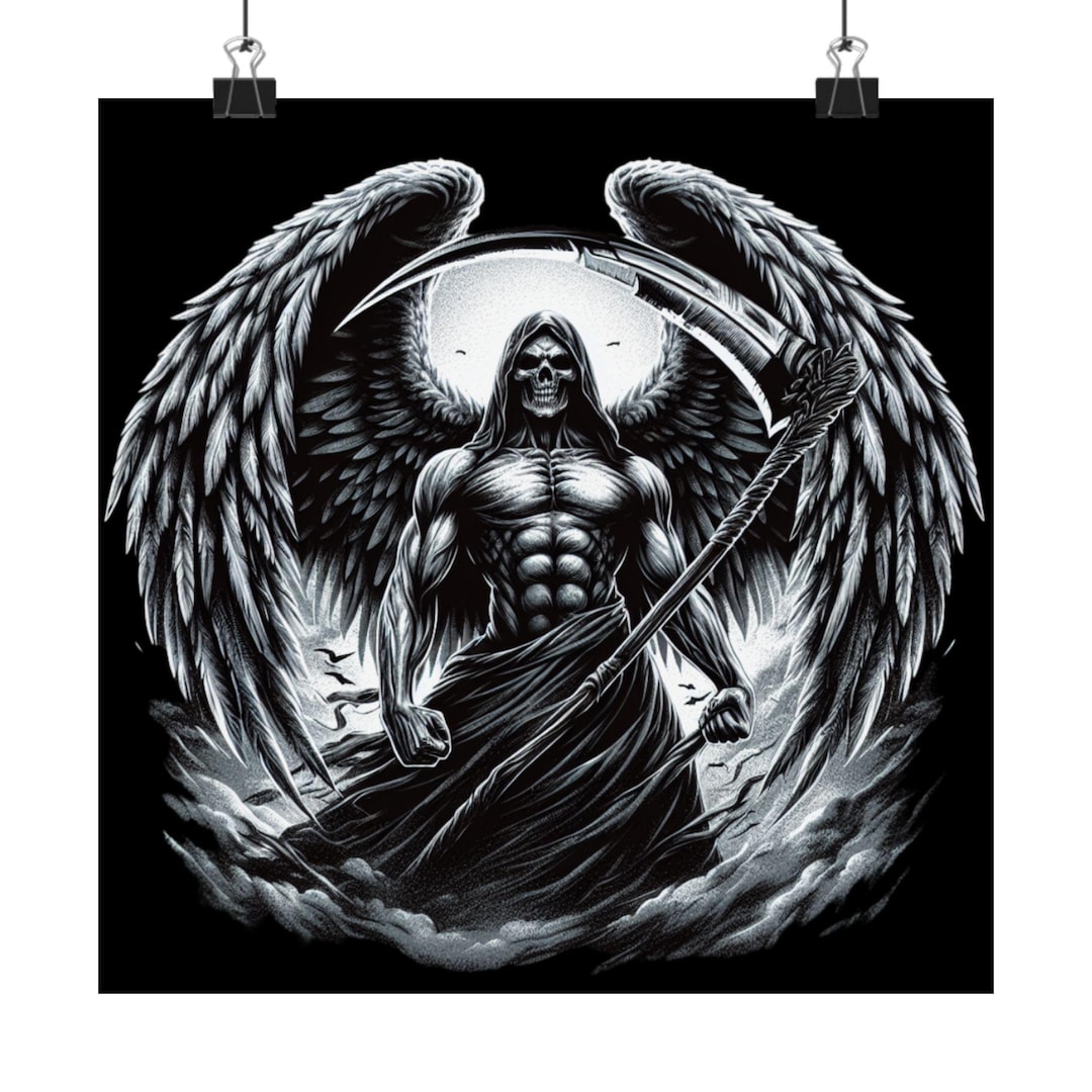 Death Poster, Grim Reaper Wall Art, Matte Vertical Poster, Angel of ...