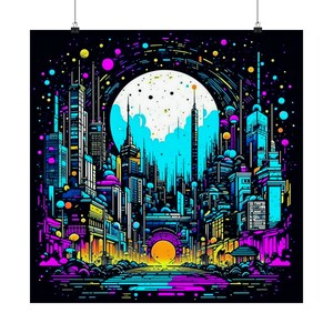 Pixel City Poster, Video Game Poser, Video Game Art, 16 Bit City Poster ...