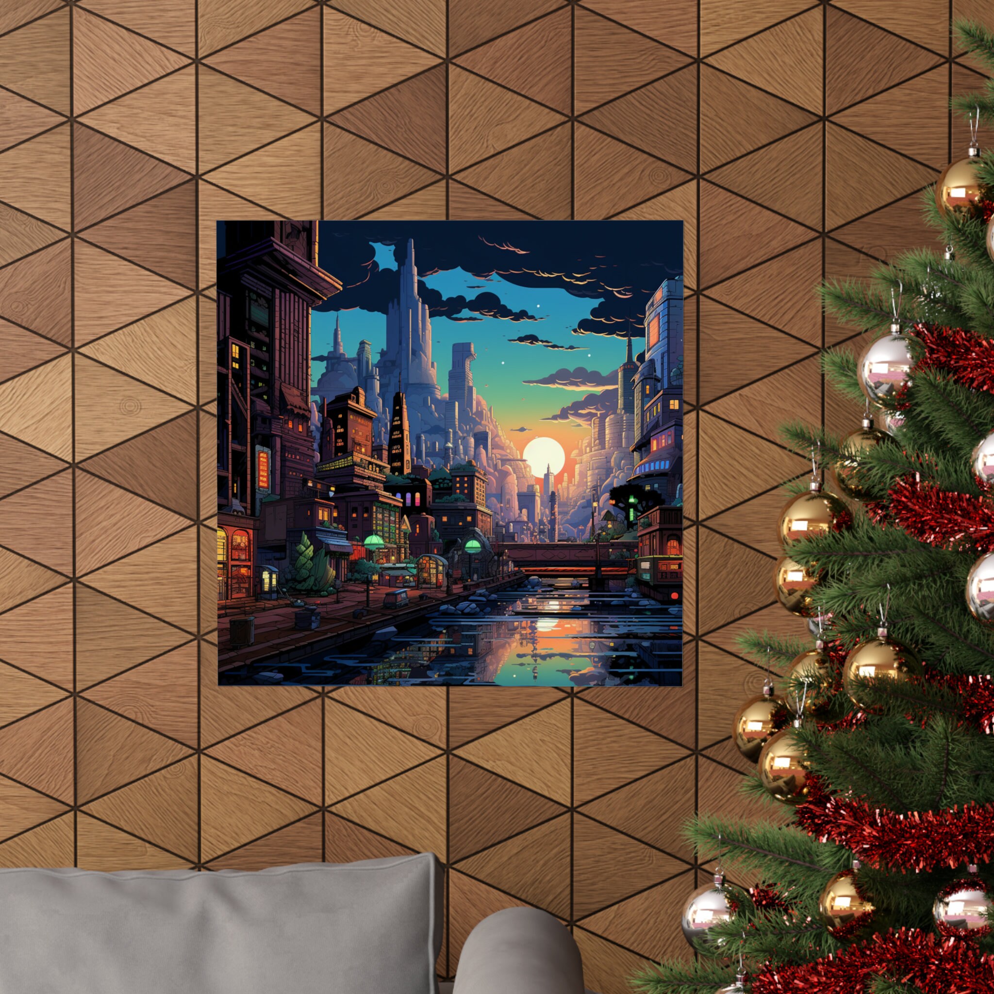 City Scape Poster, Digital City Poster, Pixel Cityscape, Animated City ...