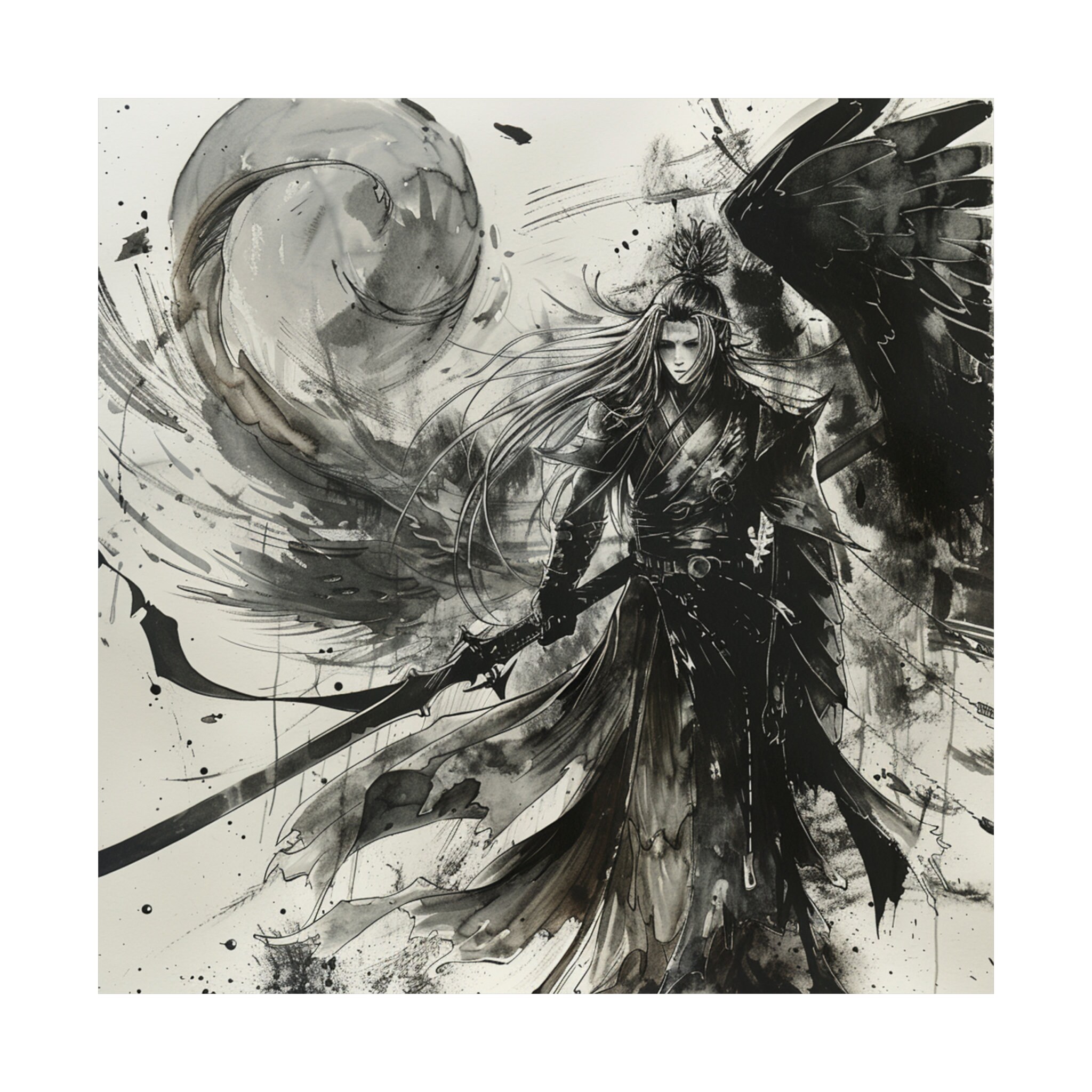 Samurai Poster, Ronin Poster, Samurai With One Wing, One Winged Angel ...