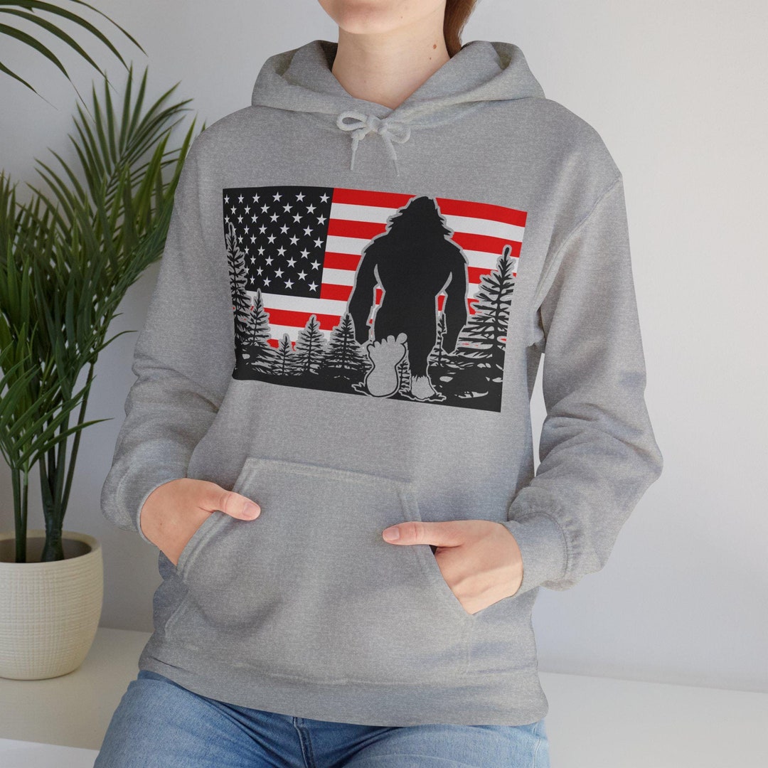 Patriotic Bigfoot Hoodie, Sasquatch Sweater, Yeti Sweatshirt, Bigfoot ...