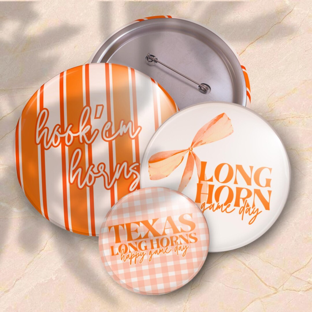 Texas University Longhorn Game Day Pin Buttons: Orange & White Set - Etsy