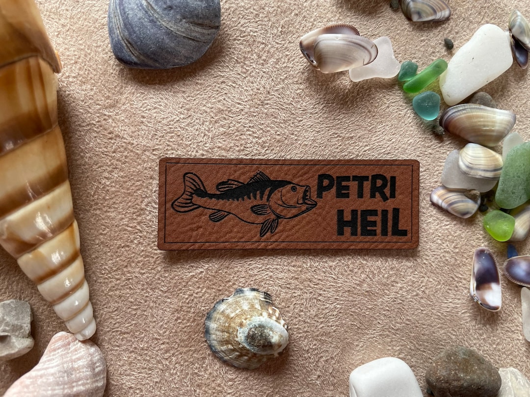 Leather Label 104 Fish, Petri Heil, Fischer, Patch, Patch, Label ...