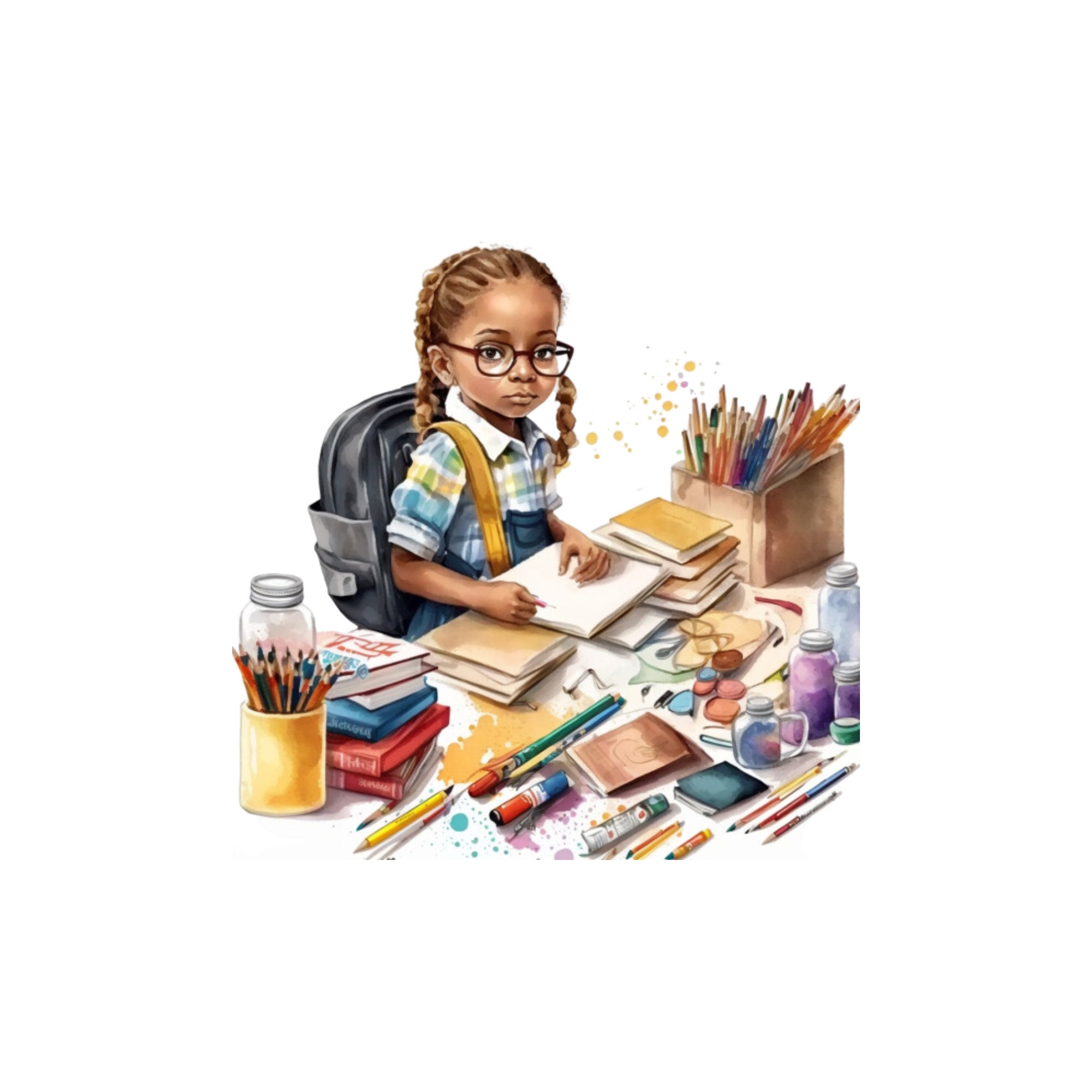 25 School Time Clipart PNG, Watercolor for School,gift for School ...