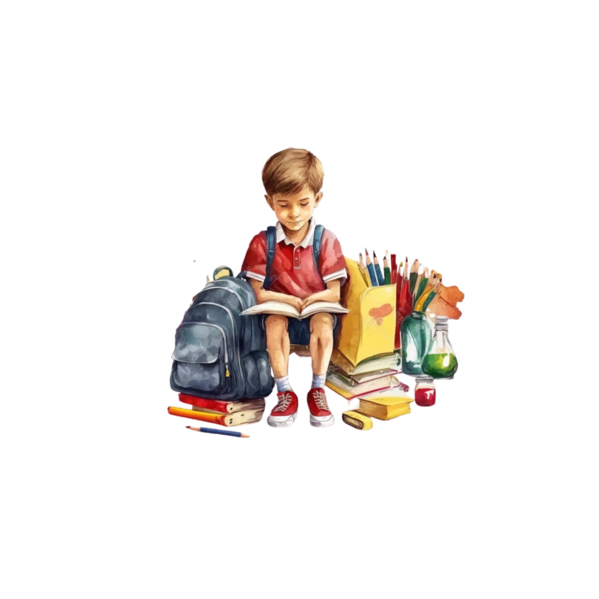 25 School Time Clipart PNG, Watercolor for School,gift for School ...