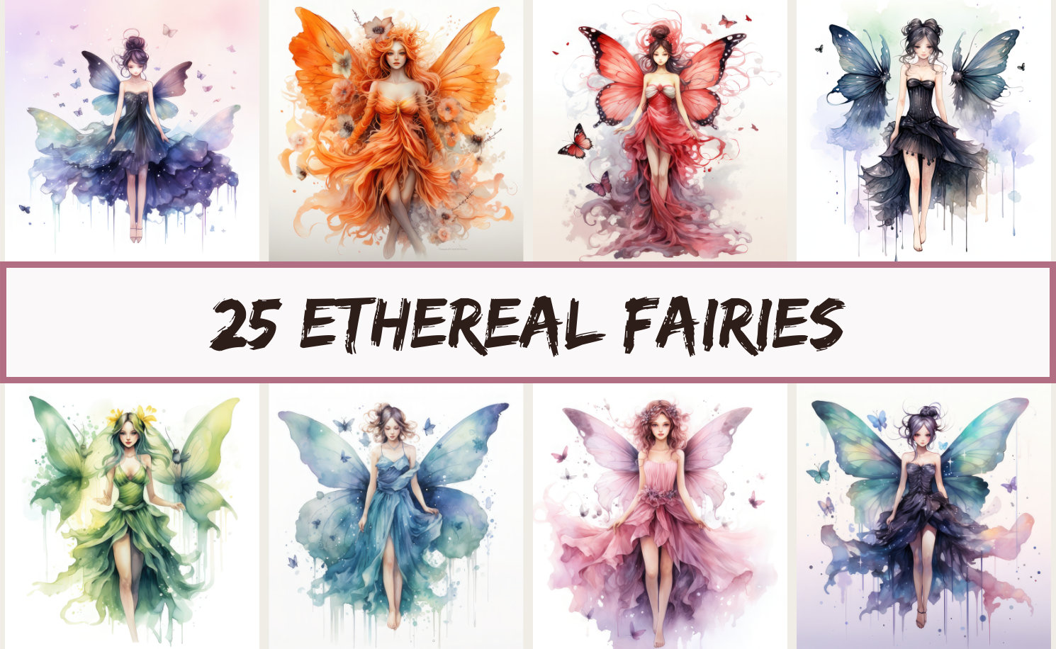 25 Ethereal Fairies Watercolor Clipart High Quality Pngs - Etsy