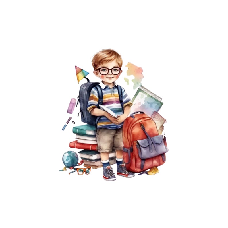 25 School Time Clipart PNG, Watercolor for School,gift for School ...