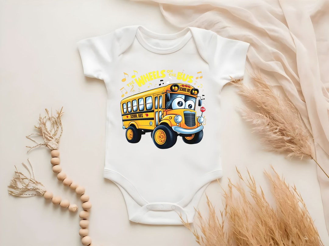 The Wheels on the Bus Shirt, Cute School Bus Graphic Tee, Yellow School ...